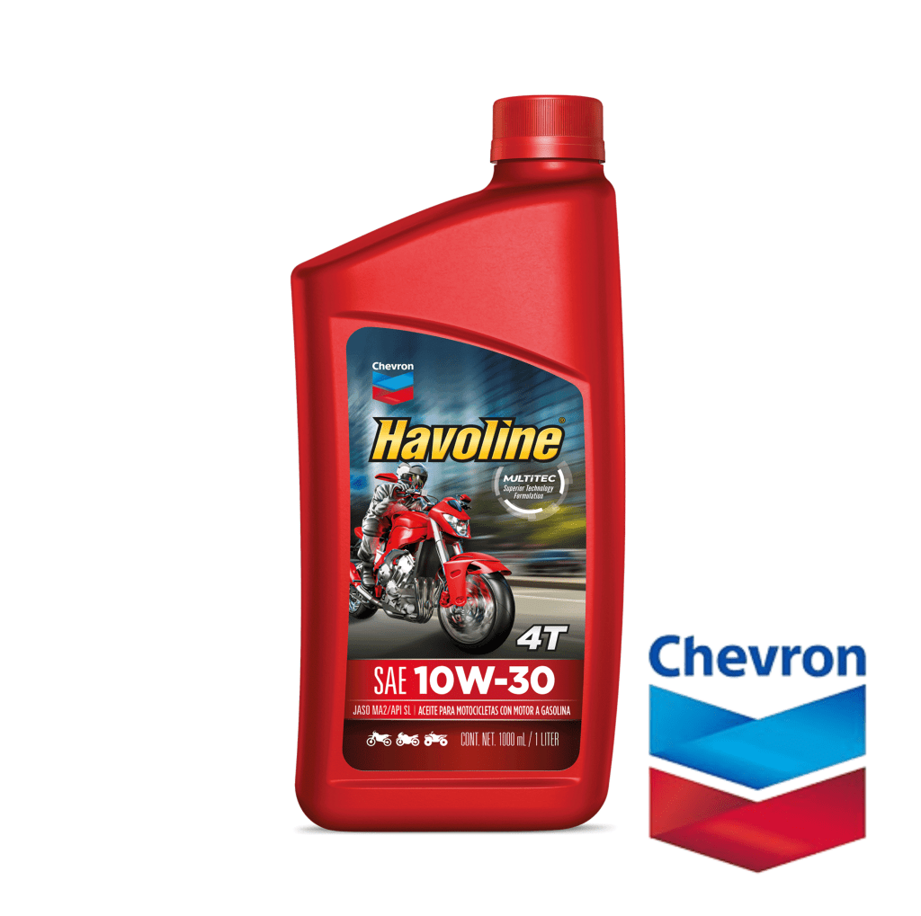CHEVRON HAVOLINE SUPER MOTORCYCLE OIL 4T 10W30 API SL CAJA X 12 1/4 GL ...
